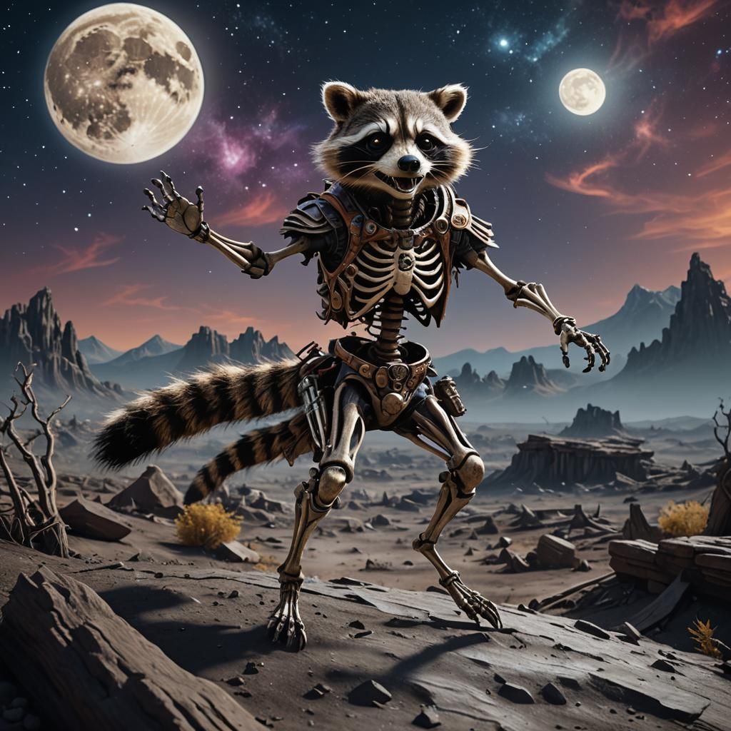 Skeleton FreQ the raccoon - AI Generated Artwork - NightCafe Creator