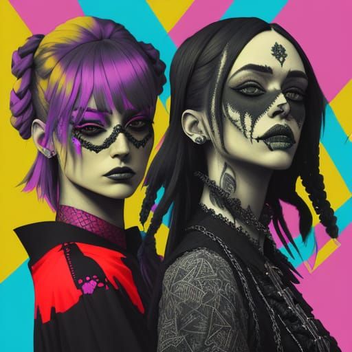 Gothic Fashion Icons in Charcoal Detail - AI Art