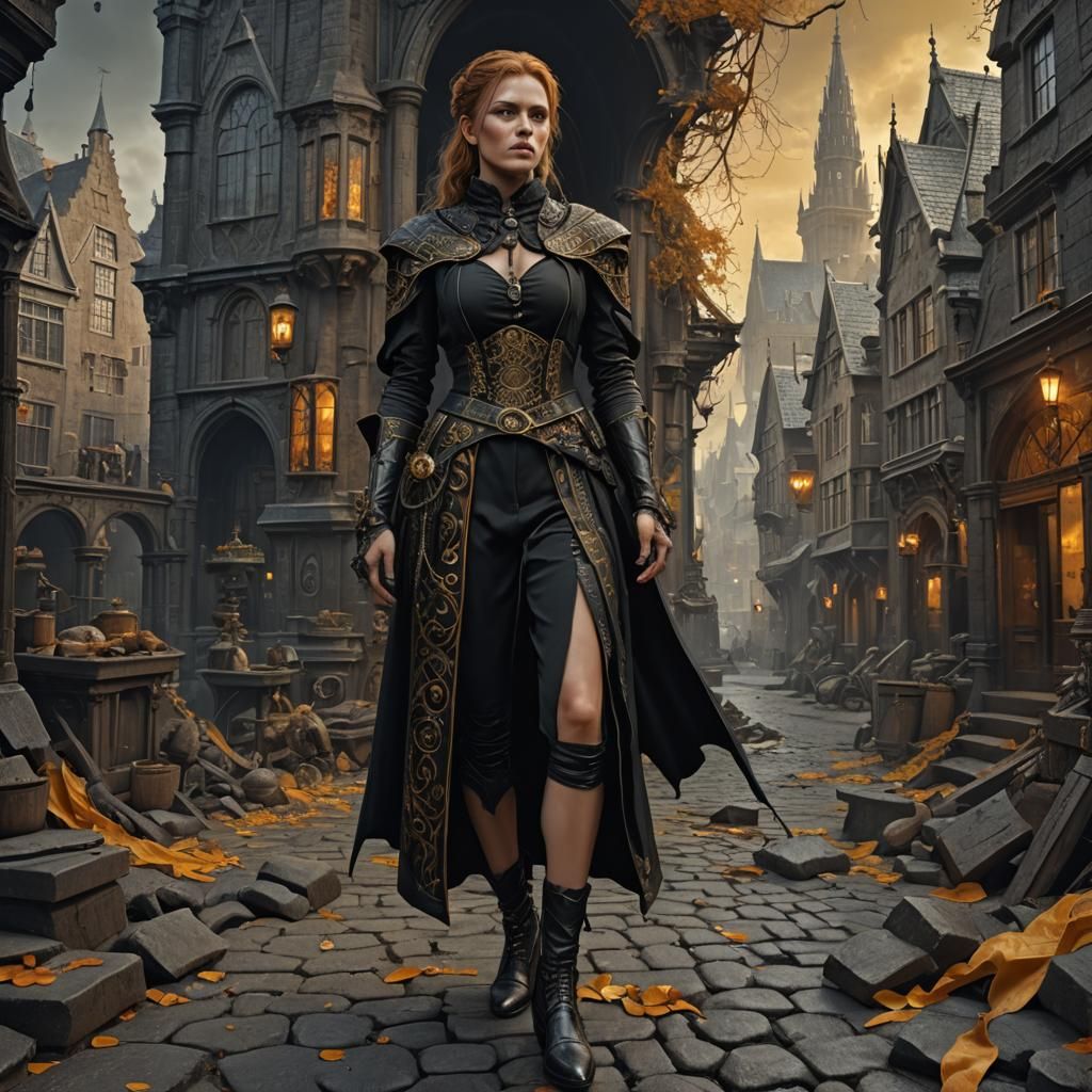 A woman wearing black and shoes, in the style of liam sharp, dark gray ...