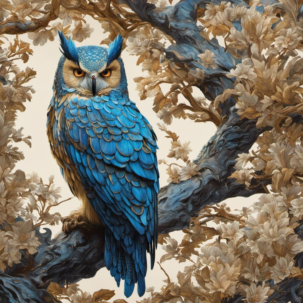 Blue Owl v.2 - AI Generated Artwork - NightCafe Creator