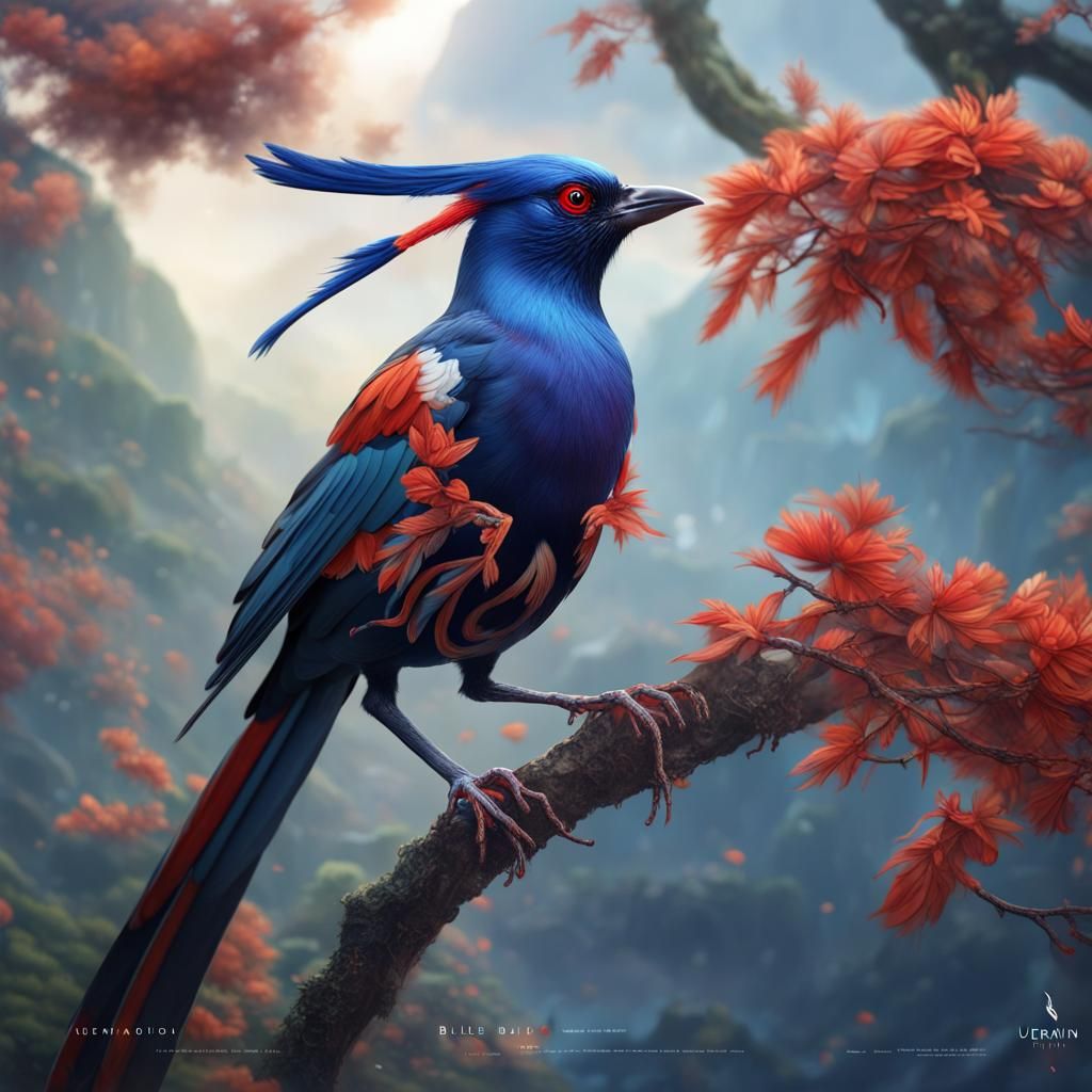 A Taiwan blue magpie bird as photograph by Su Min Du. - AI Generated ...