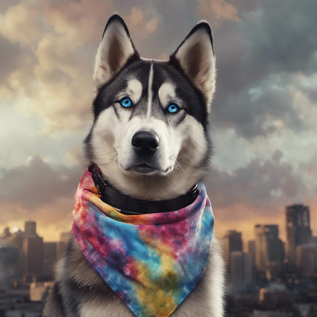 Husky with Paintsploding Collar - AI Generated Artwork - NightCafe Creator