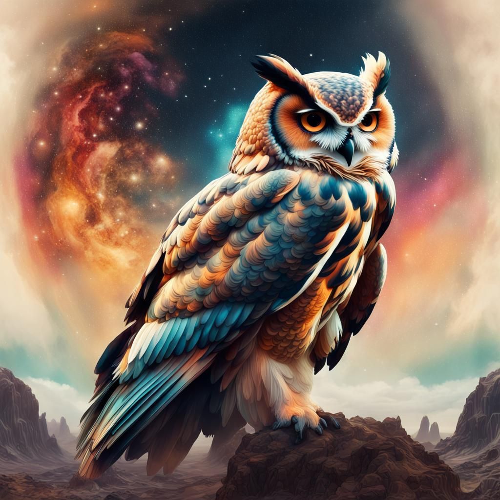 Cosmic Owl - AI Generated Artwork - NightCafe Creator