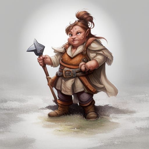 D&D female dwarf, miner with pick, standing in a field - AI Generated Artwork - NightCafe Creator