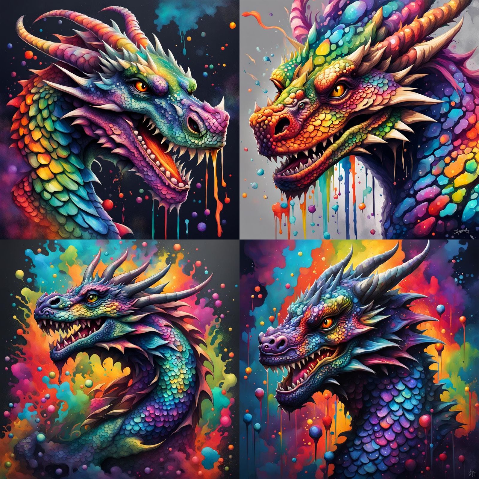 A dragon with dark rainbow colored scales - AI Generated Artwork ...