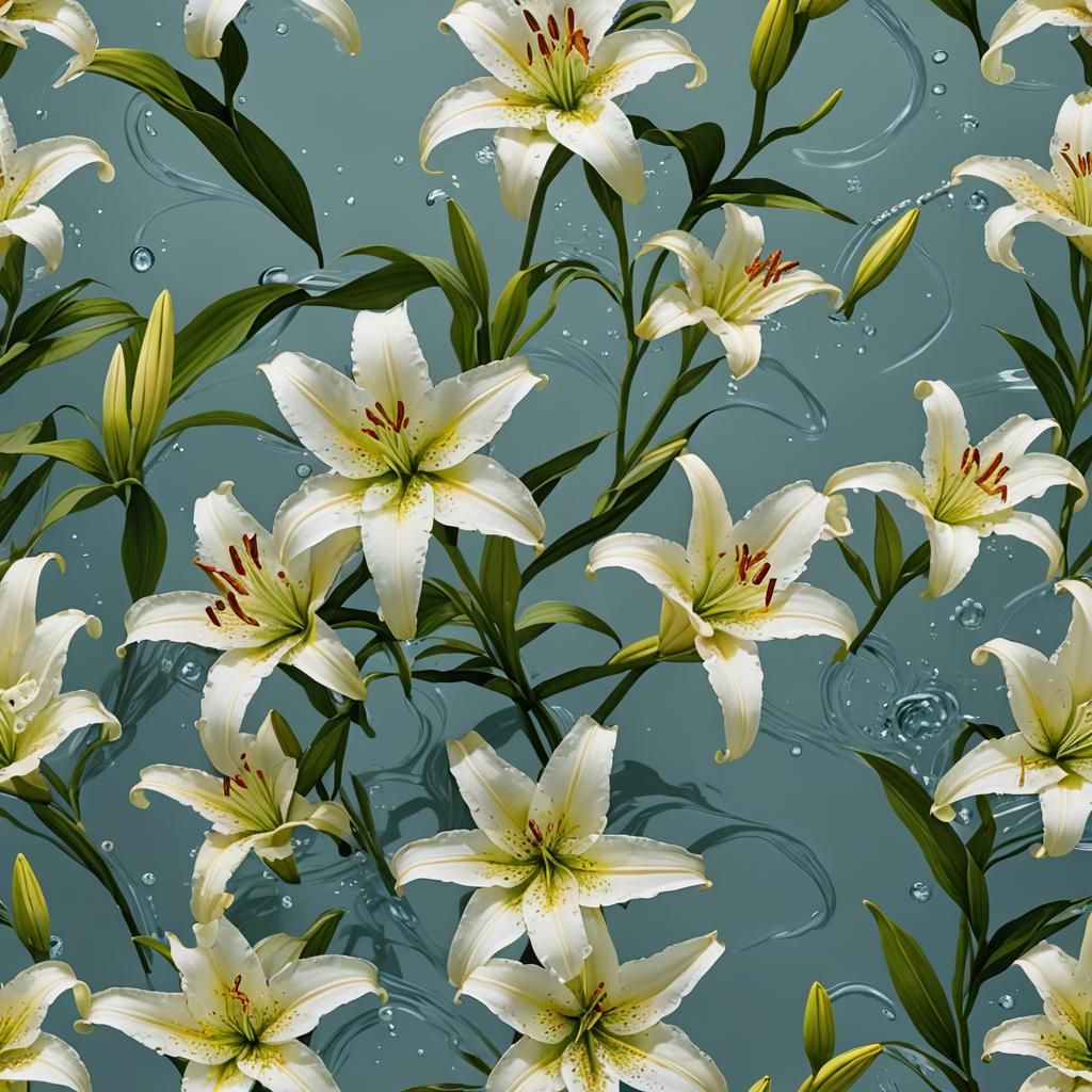 Lilies in water - AI Generated Artwork - NightCafe Creator