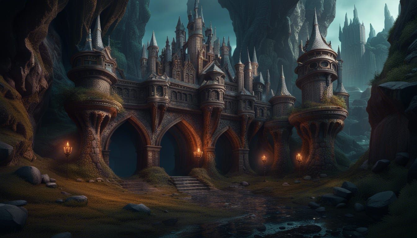 Underground castle, detailed matte painting, deep color, fantastical ...