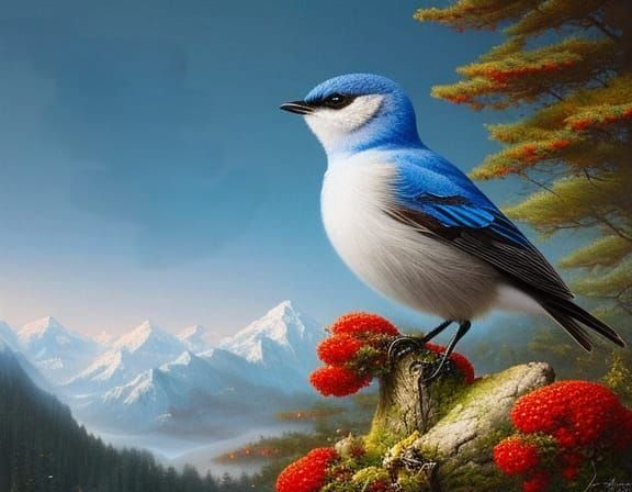 Mountain Bluebird (Arctic Bluebird) - AI Generated Artwork - NightCafe ...