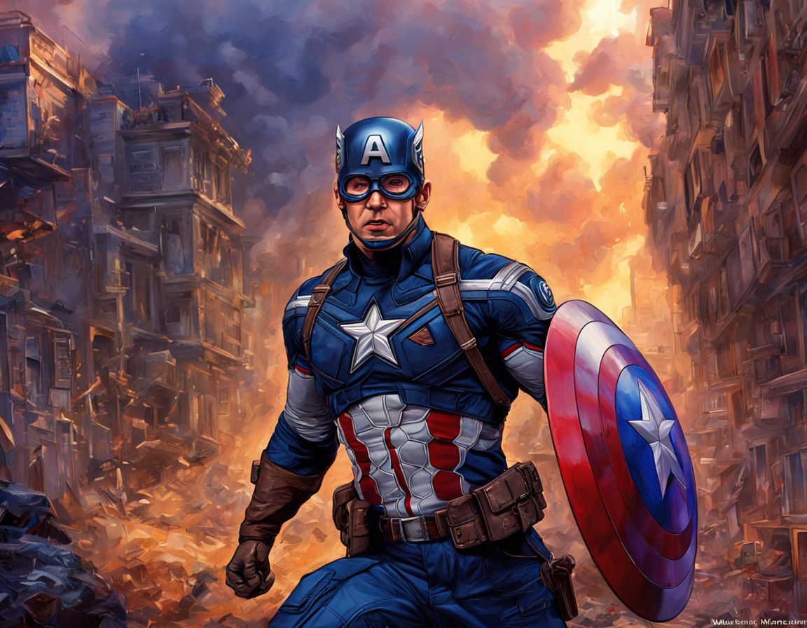 Captain America Confronts a Bank Robber in Hyperre... - AI Art