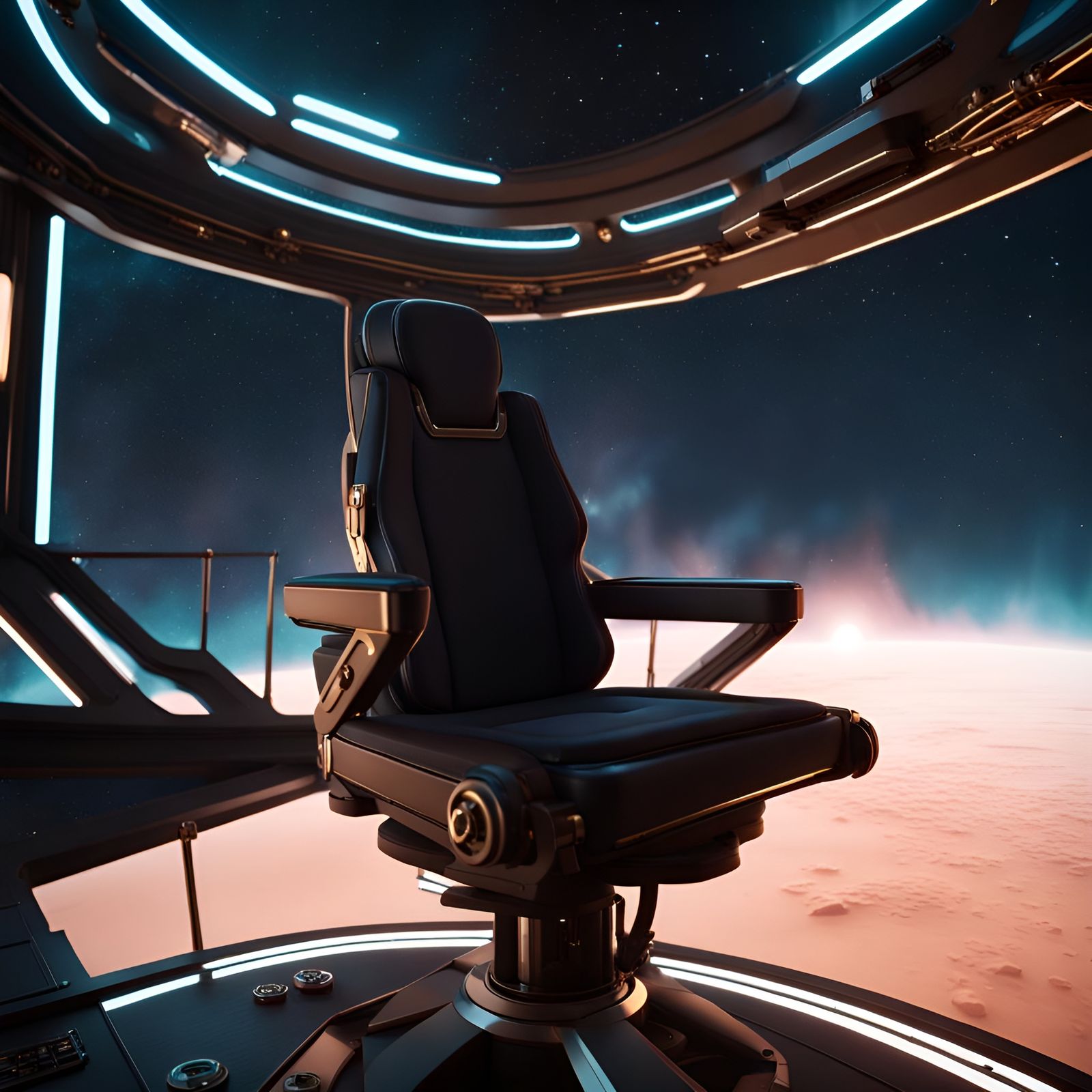 The aurora ship, bridge, captain's chair, view of the stars - AI ...