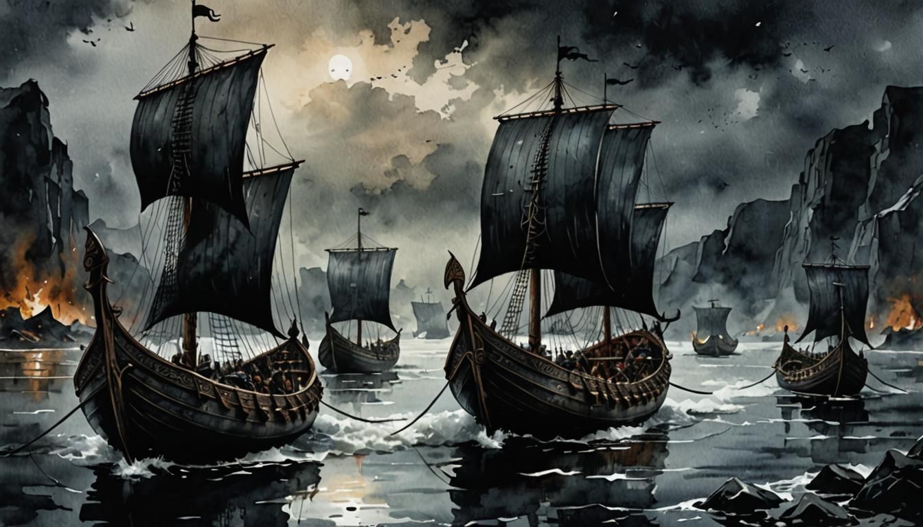 Viking ships - AI Generated Artwork - NightCafe Creator