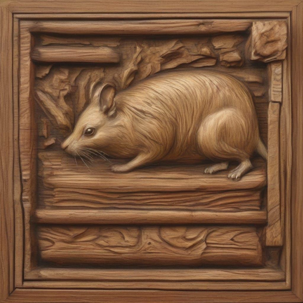 Renaissance Mouse in Ornate Wooden Box, Netherland... - AI Art