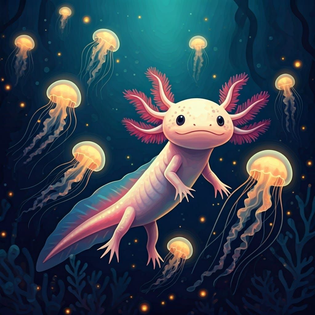 Axo the Axolotl cartoon - Cute Axolotl in Dreamlike Oceanic ...
