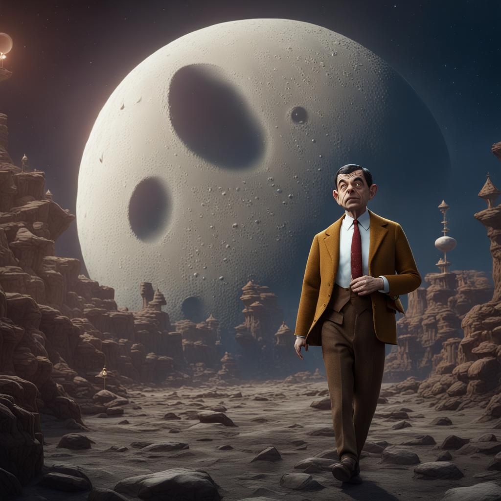 Mr. Bean in the moon - AI Generated Artwork - NightCafe Creator