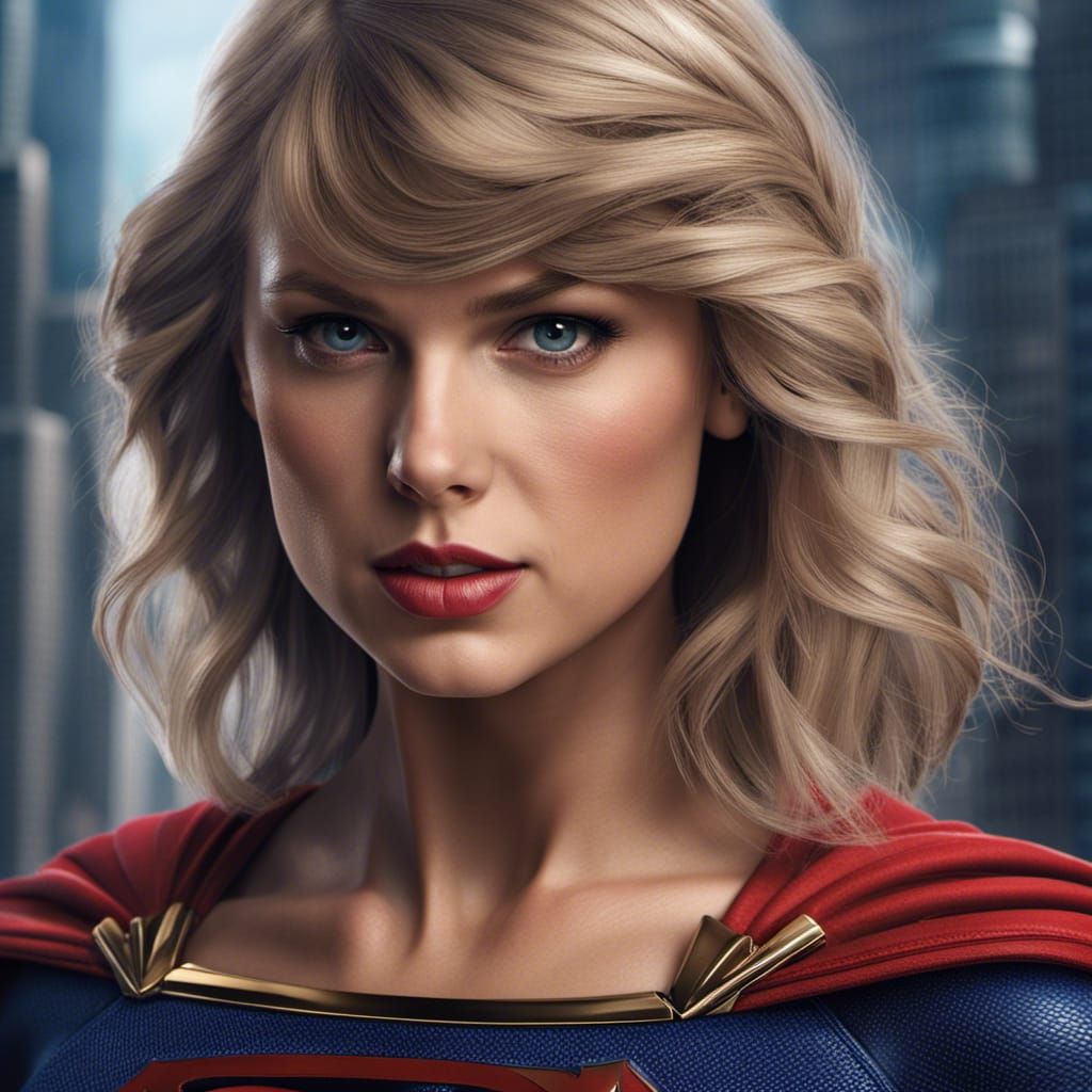Detailed photorealistic portrait of Taylor Swift as Supergirl - AI ...