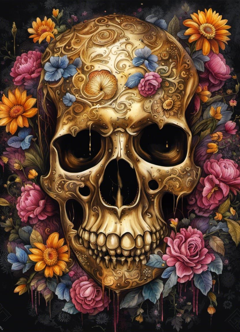 Guilded Skull - AI Generated Artwork - NightCafe Creator