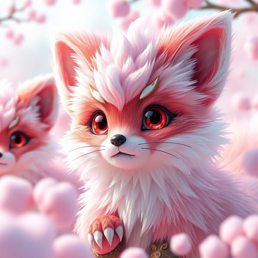 Pastel Foxkin in Cotton Candy Landscapes - AI Art