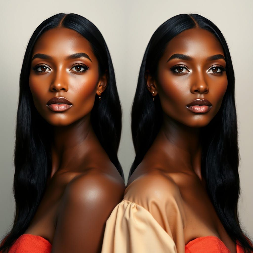 Twins - Symmetrical Duality in Rich Skin Tones