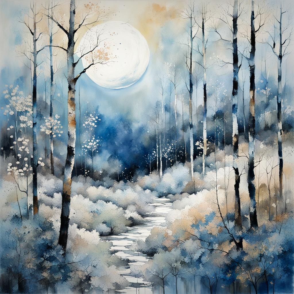 blue forest moonscape - AI Generated Artwork - NightCafe Creator