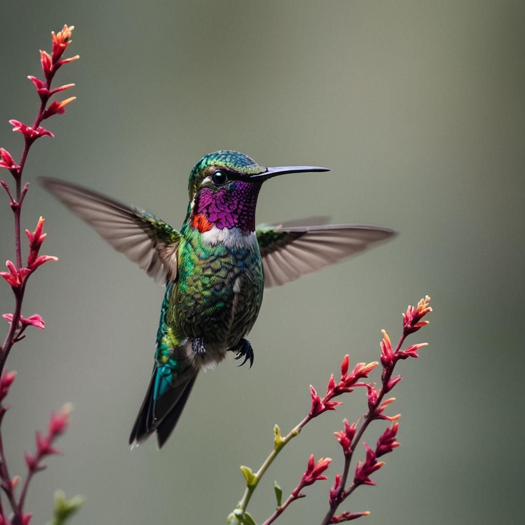 Close up of a vibrant colored hummingbird - AI Generated Artwork ...