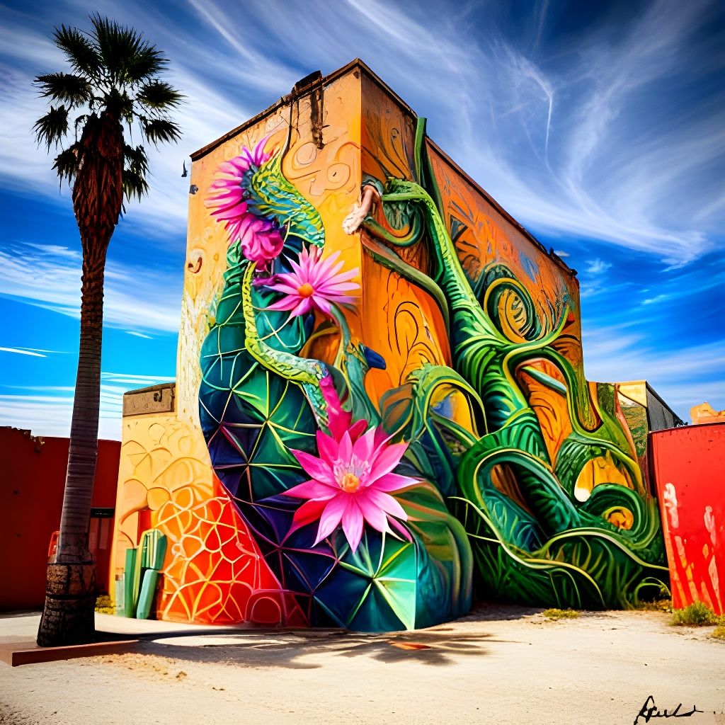 Cactus Lizard graffiti art - AI Generated Artwork - NightCafe Creator