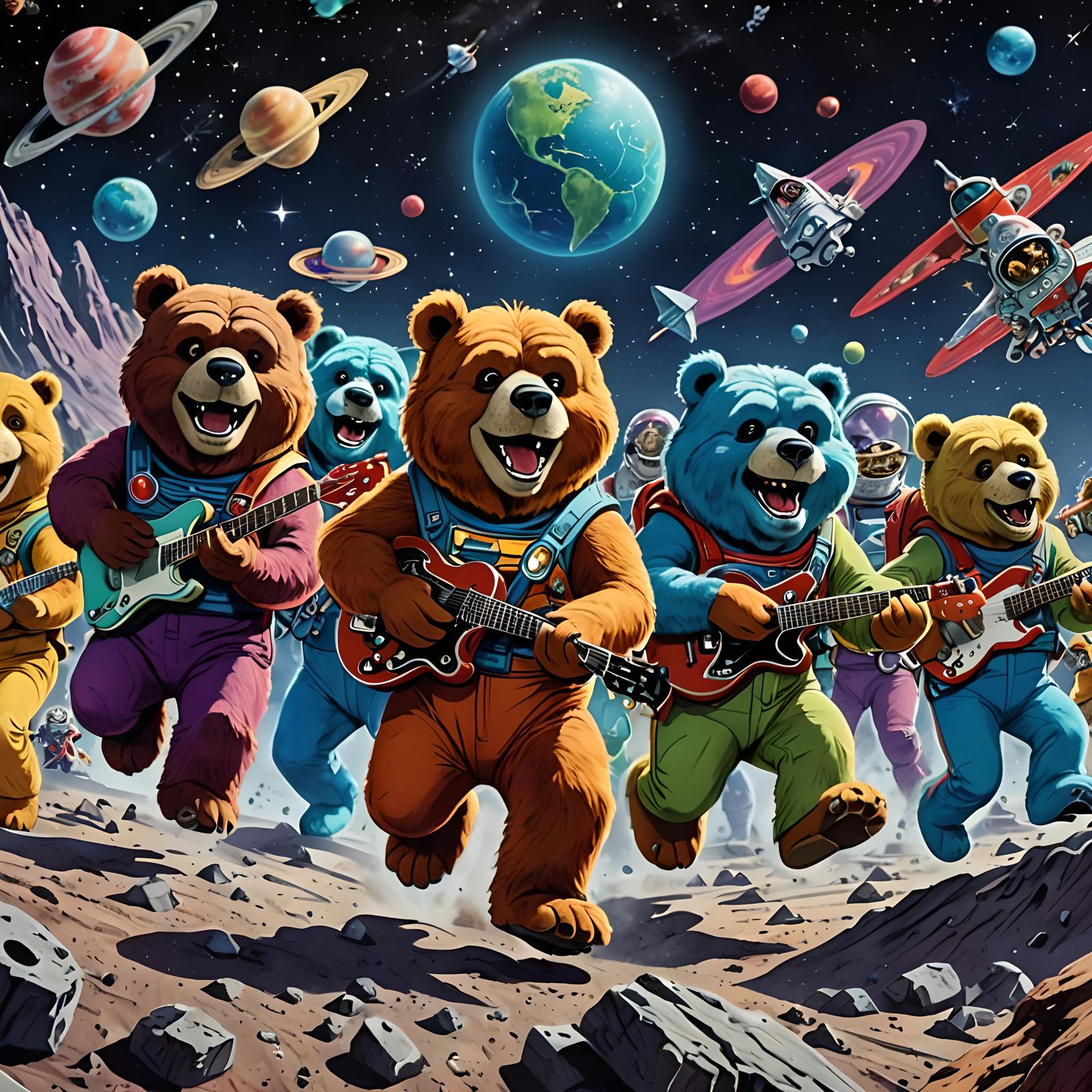 space bears cartoon - AI Generated Artwork - NightCafe Creator