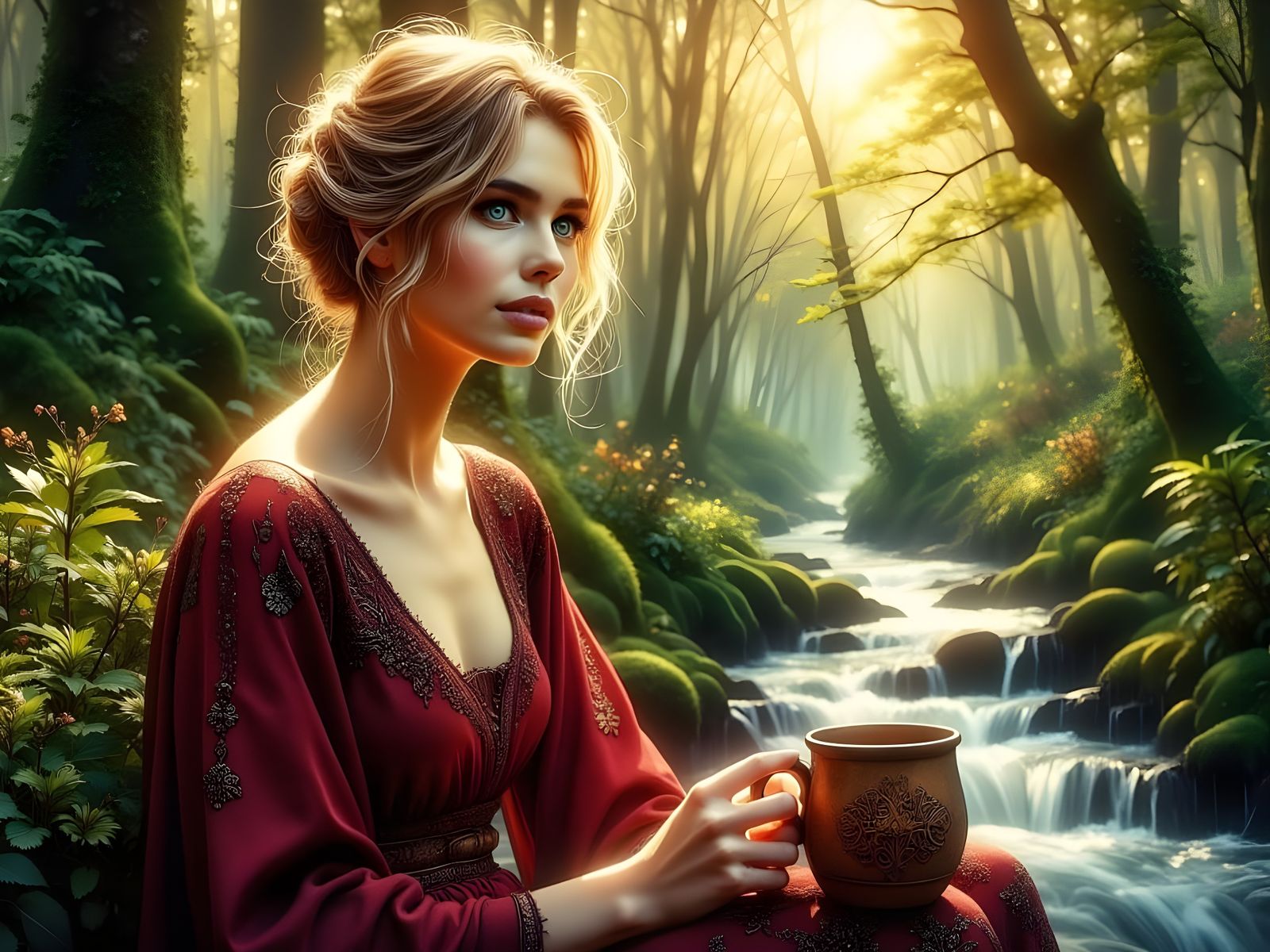 Lingering by the brook - Norse Goddess in Whimsical Woodland...