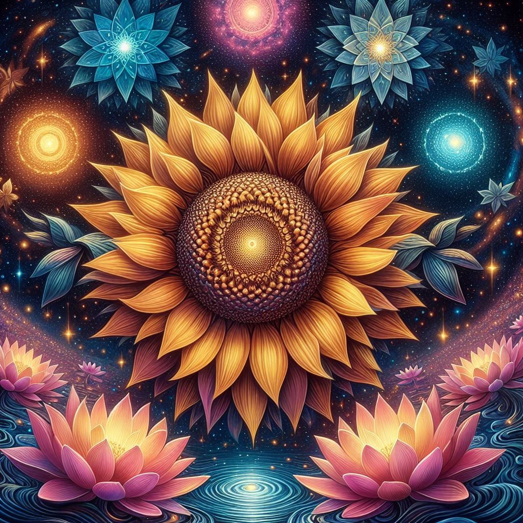 cosmic sunflower - AI Generated Artwork - NightCafe Creator