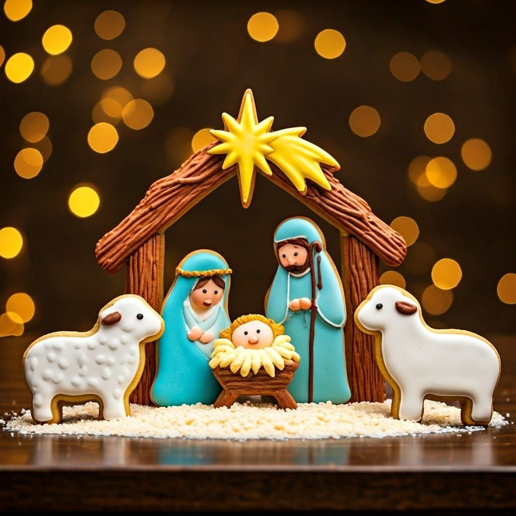 Nativity Scene Built With Cookies - Whimsical Cookie Nativit...
