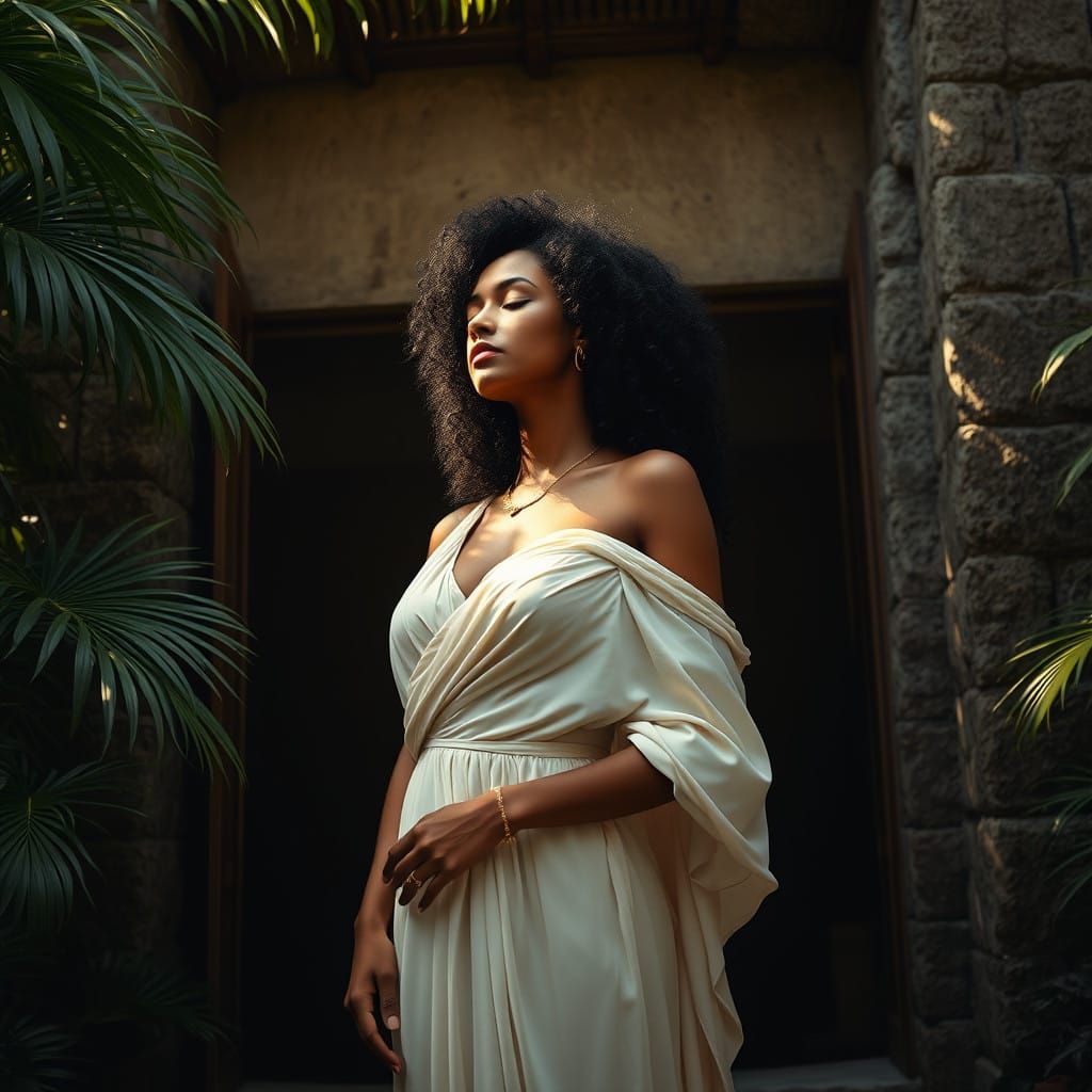 Ethereal Italian Beauty Amidst Caribbean Sugar Pla... - AI Art