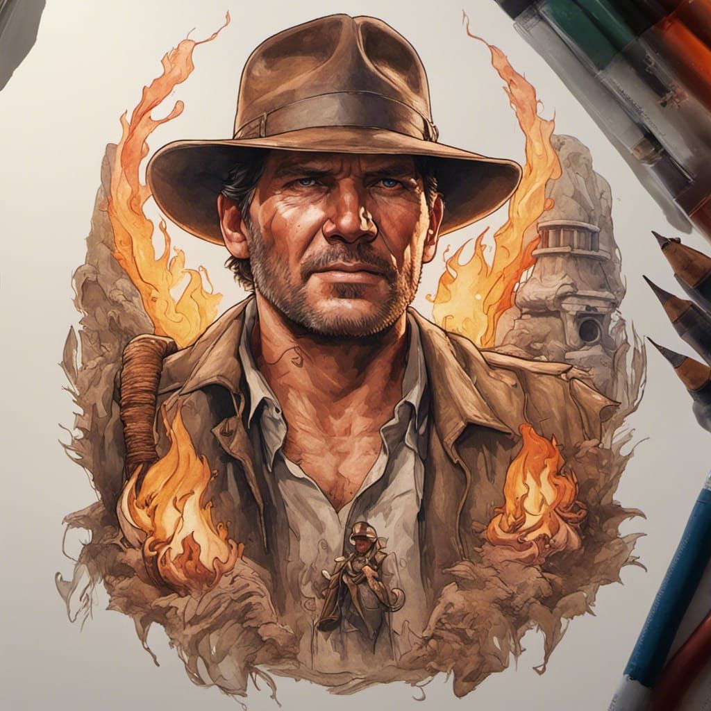 Indiana Jones themed campfire tattoo - AI Generated Artwork - NightCafe ...