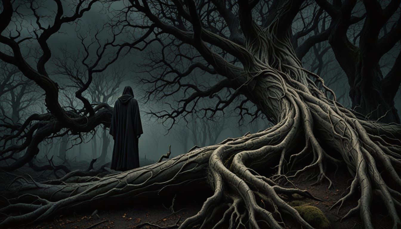 Dark Druid - Dark Fantasy Gothic Scene in Moody 3D Art Style