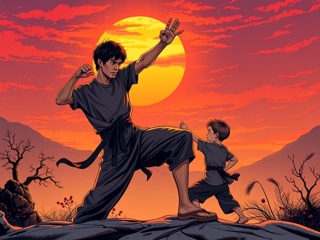 Bruce Lee (father) and Brandon Lee (son)