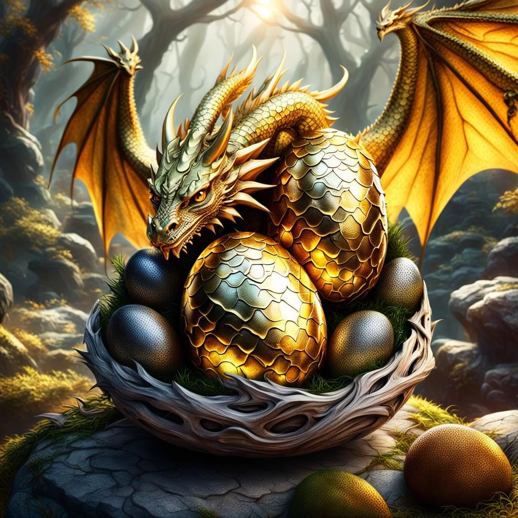 golden dragon eggs - AI Generated Artwork - NightCafe Creator