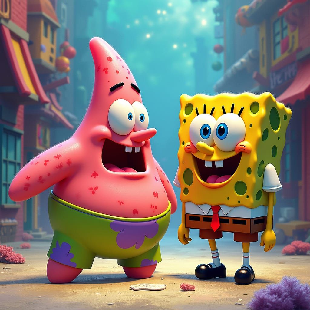 Patrick with spongebob - SpongeBob and Patrick in Vibrant H...