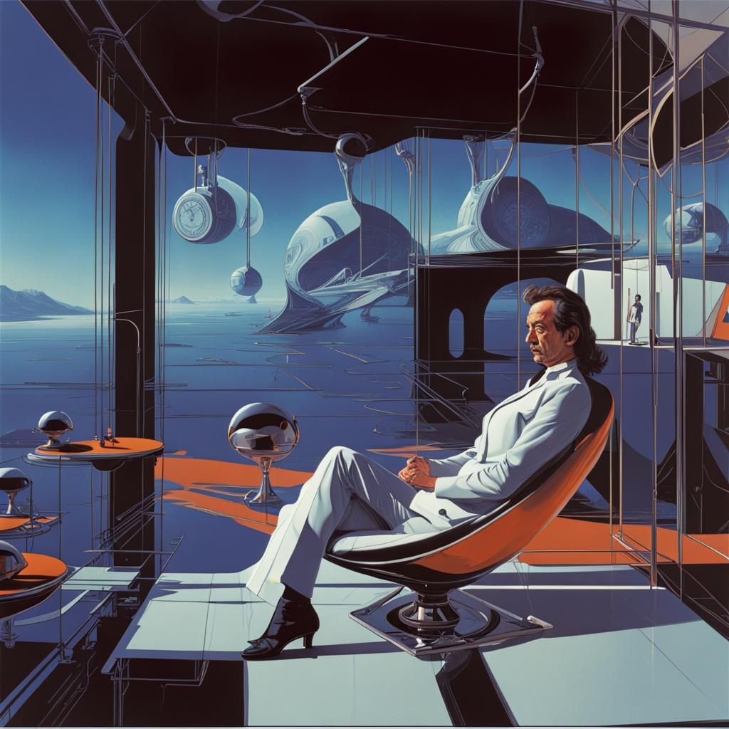 16k resolution, art by Syd Mead and Salvador Dali, line art, advanced ...