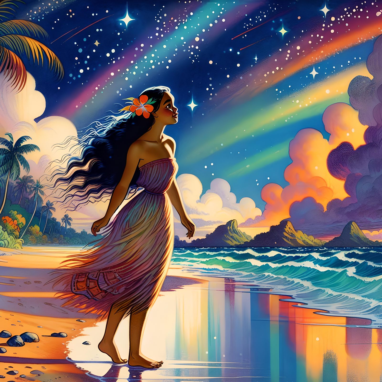 Polynesian sunset. - Polynesian Goddess of the Tropical Nigh...