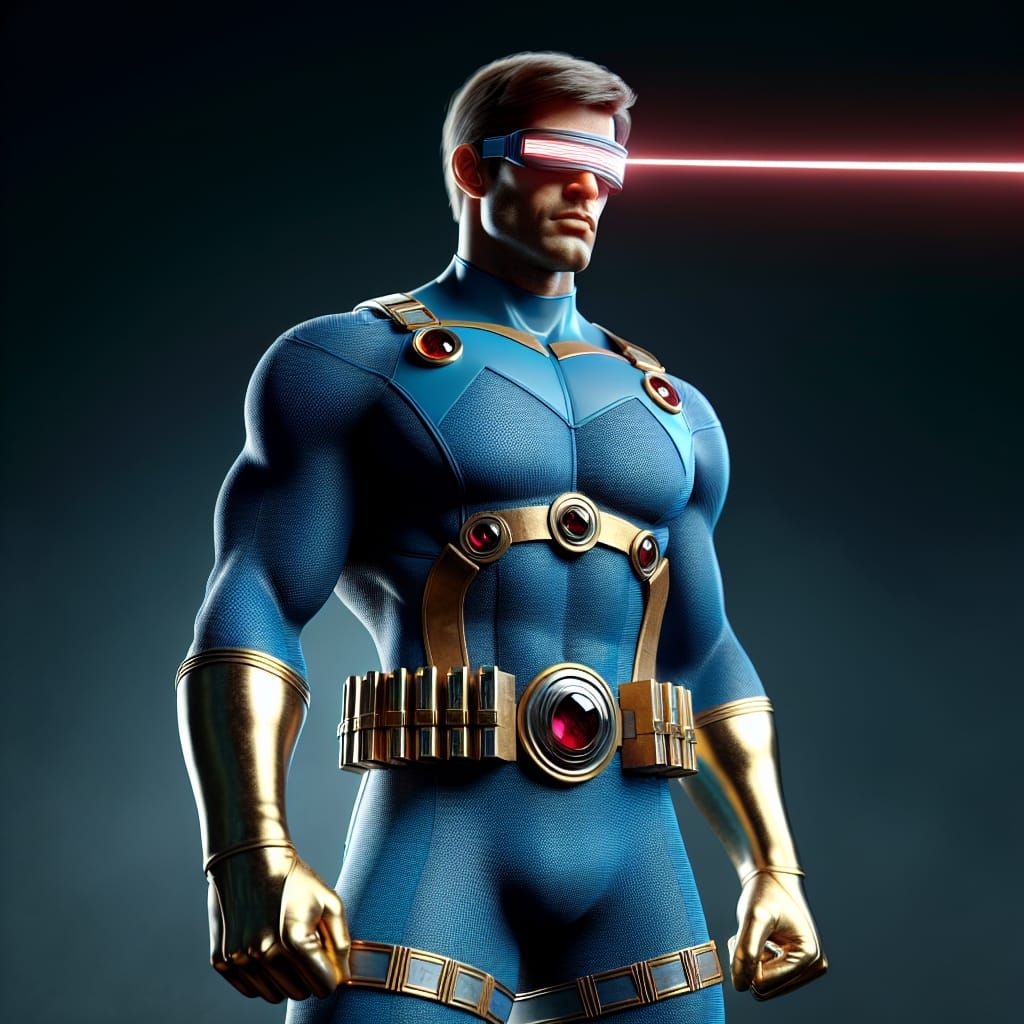 Hyper realistic Marvel superhero x-men Cyclops