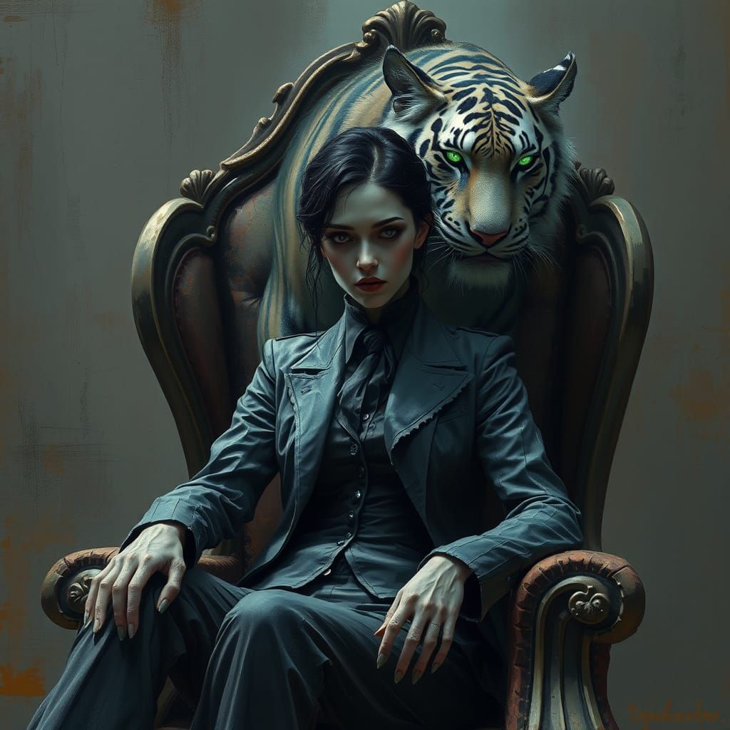 Spectral Woman in Forgotten Armchair, Haunted by G... - AI Art