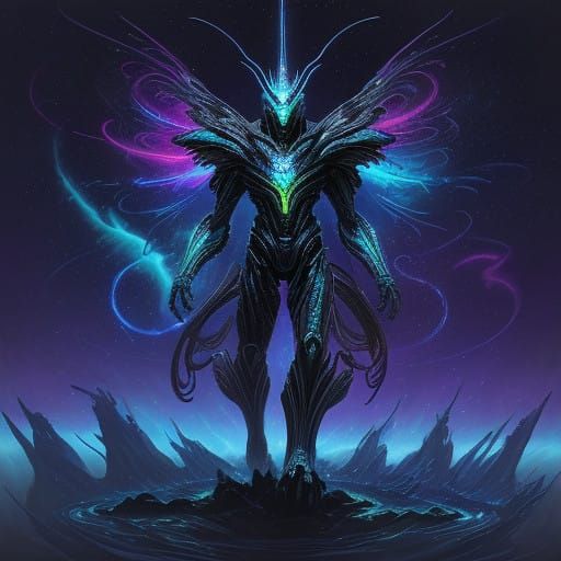 Electric Phoenix Alien - Surreal Cyberpunk Phoenix Alien Dan...