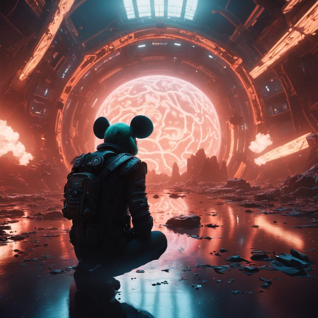 Cybermouse! - Rebel Cyber Mouse in Neon-Lit 4D Ether