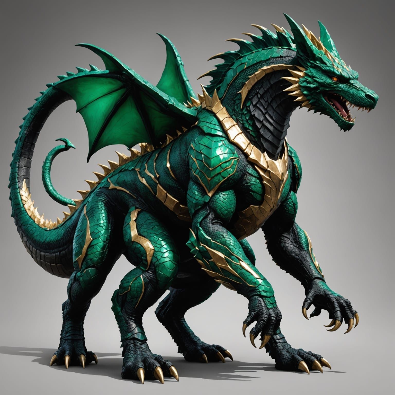 Emerald Anubis Dragon Godzilla: Ancient Egyptian M... - AI Art