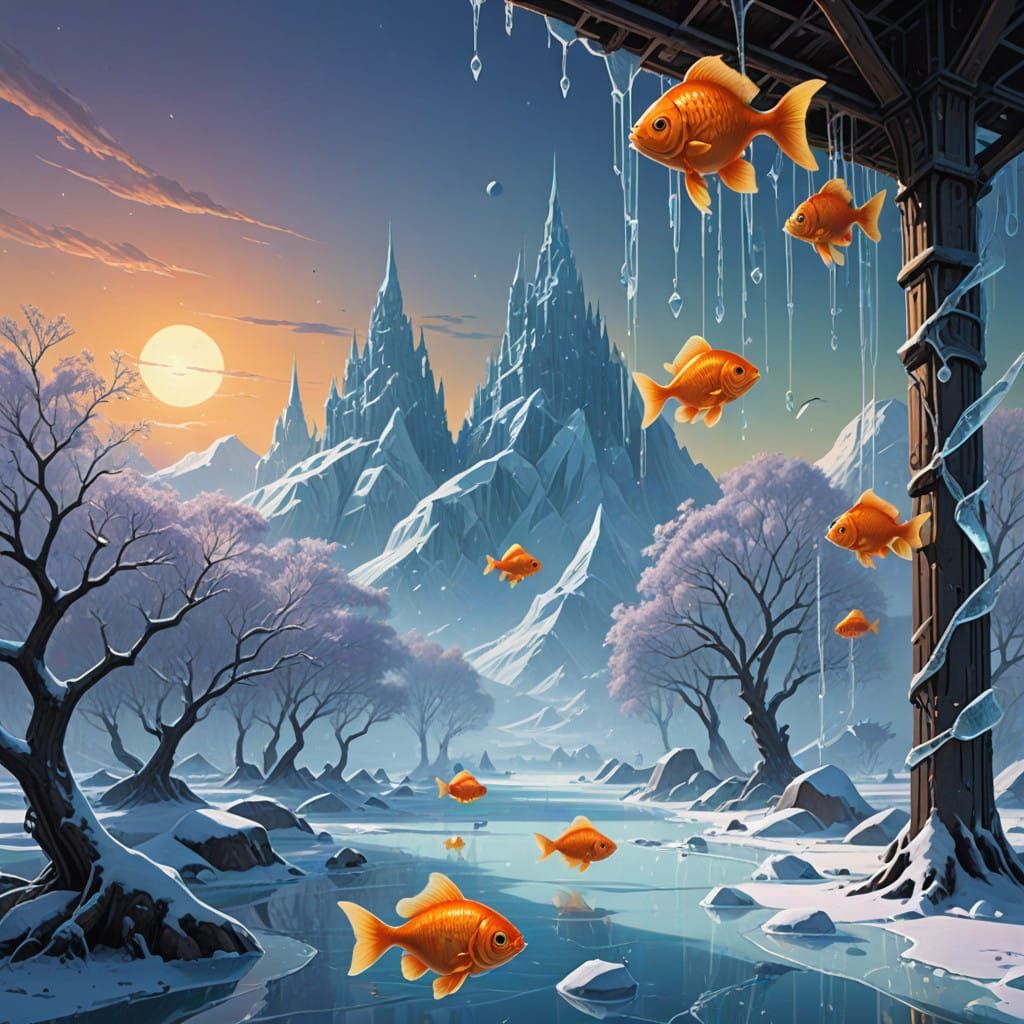 Whimsical Winter Wonderland with Alien Limes and G... - AI Art