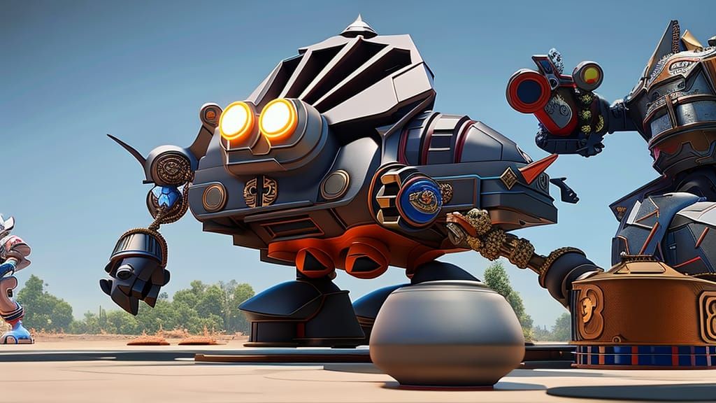 disney land war between mickey mouse monster and cyberpunk goofy ...