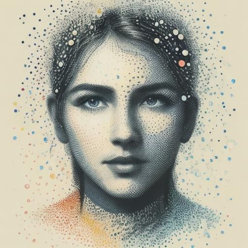 Pointillism woman - AI Generated Artwork - NightCafe Creator