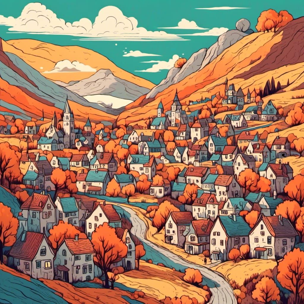 hand drawn retro painting with highlights and shadows, sleepy fantasy ...