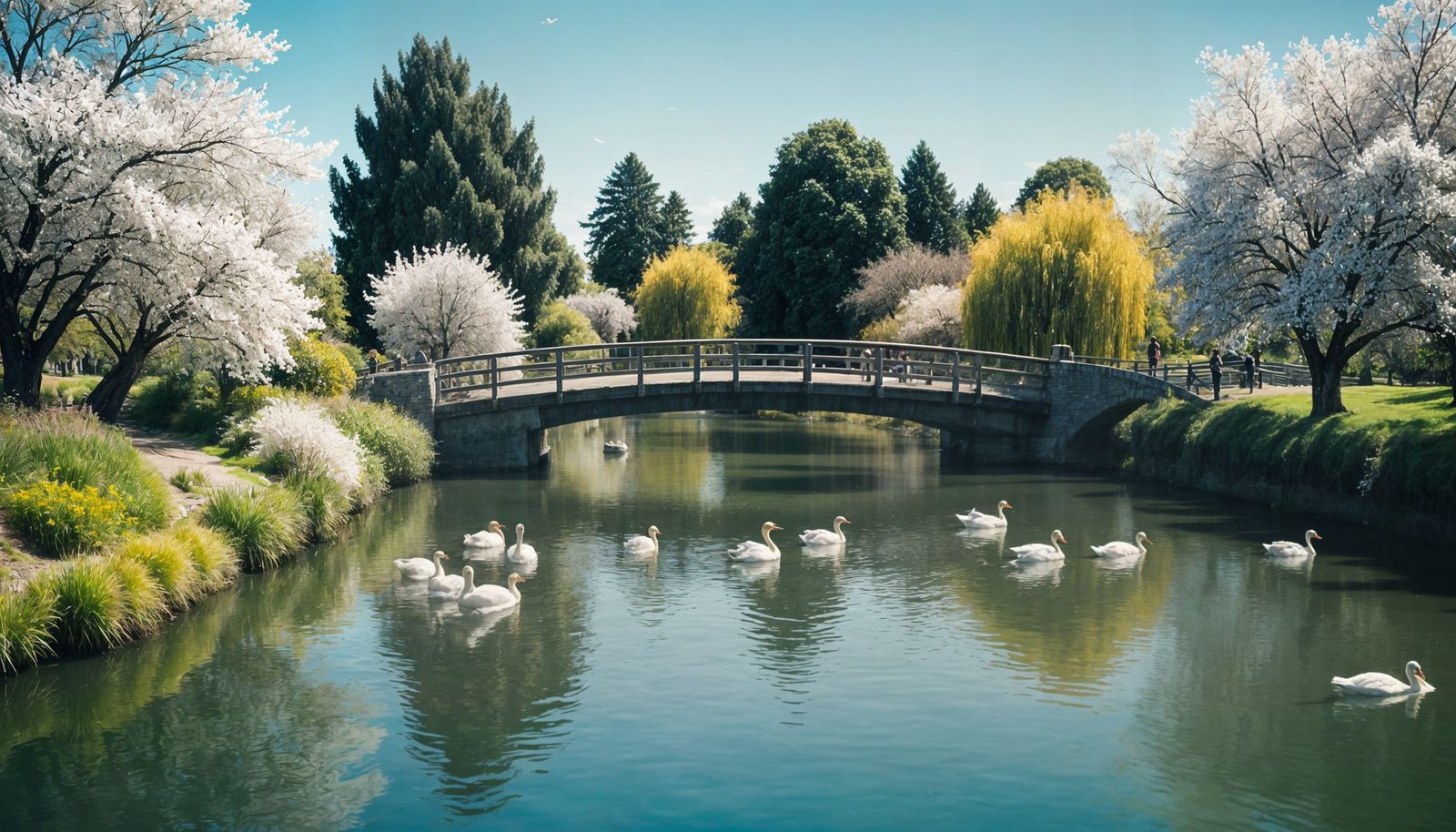 Beautiful spring day on the river. - Vibrant Spring River Sc...