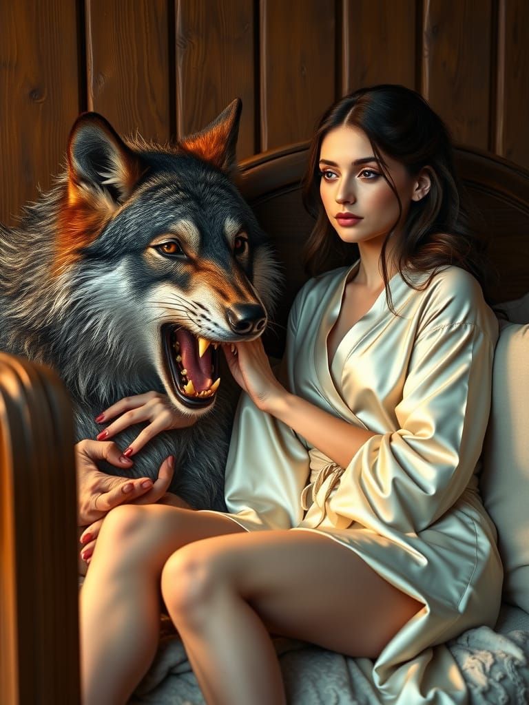 Full view hyper-realistic illustration of a delightful young laughing ...