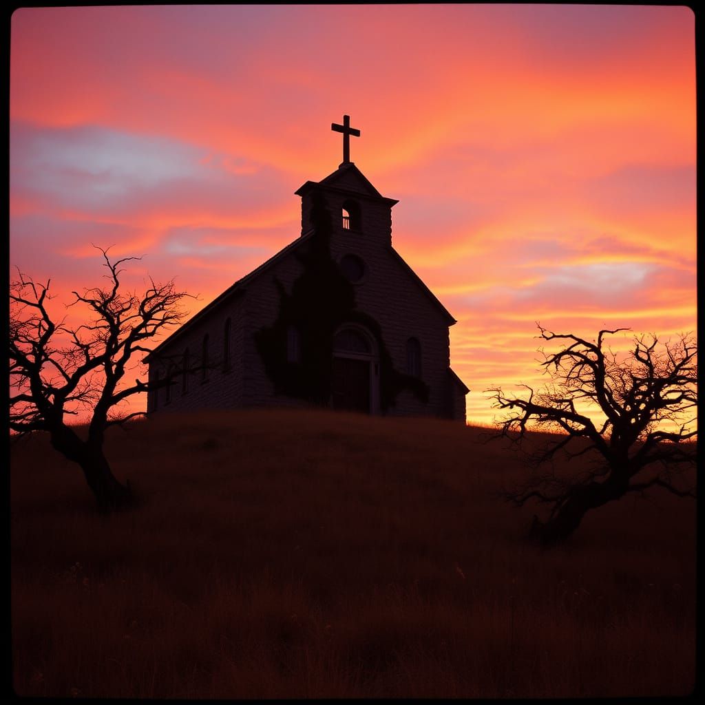 The Church - Ethereal Church Standing Alone at Sunset