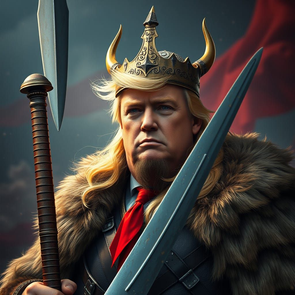 Trump as Viking Warrior King in Epic Fantasy Battl... - AI Art